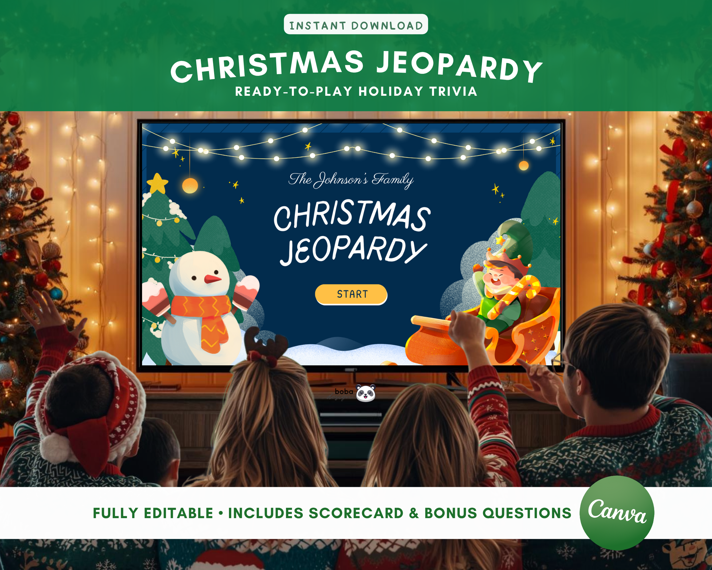 Editable Snowman Christmas Jeopardy Game – DesignBoba