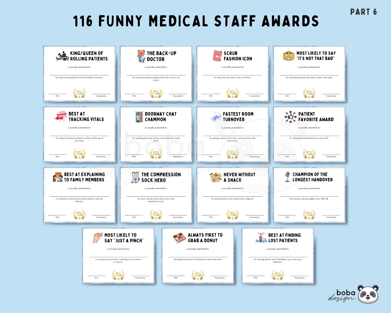 116 Printable Funny Medical Staff Awards - Appreciation Awards – DesignBoba