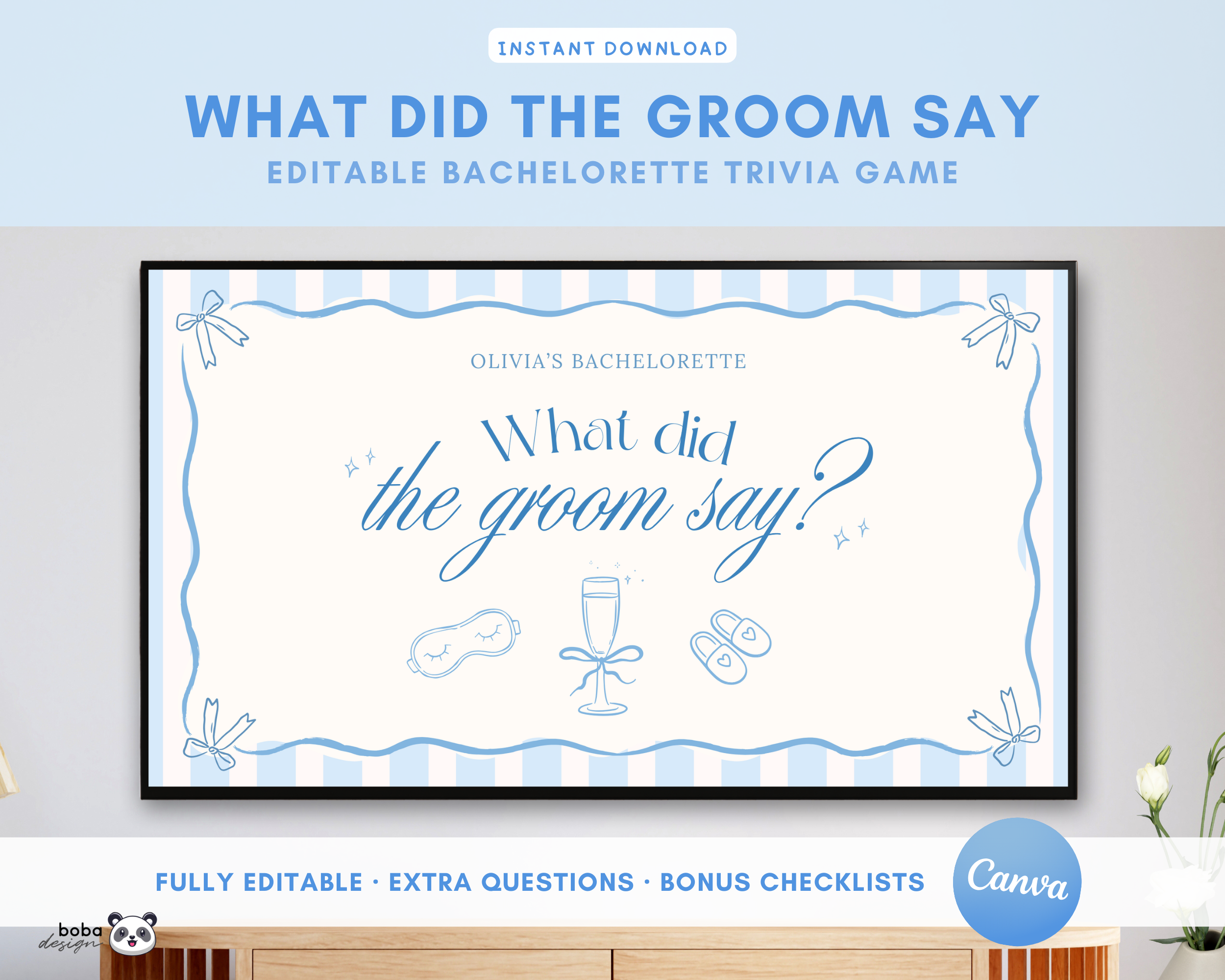 Blue PJs and Prosecco What Did the Groom Say Game – DesignBoba