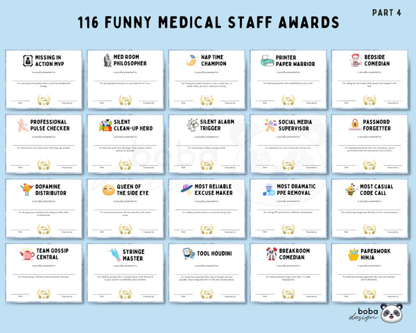 116 Printable Funny Medical Staff Awards - Appreciation Awards – DesignBoba