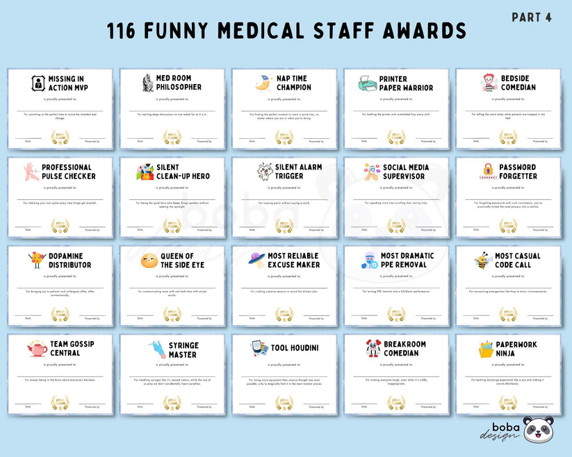 116 Printable Funny Medical Staff Awards - Appreciation Awards – DesignBoba