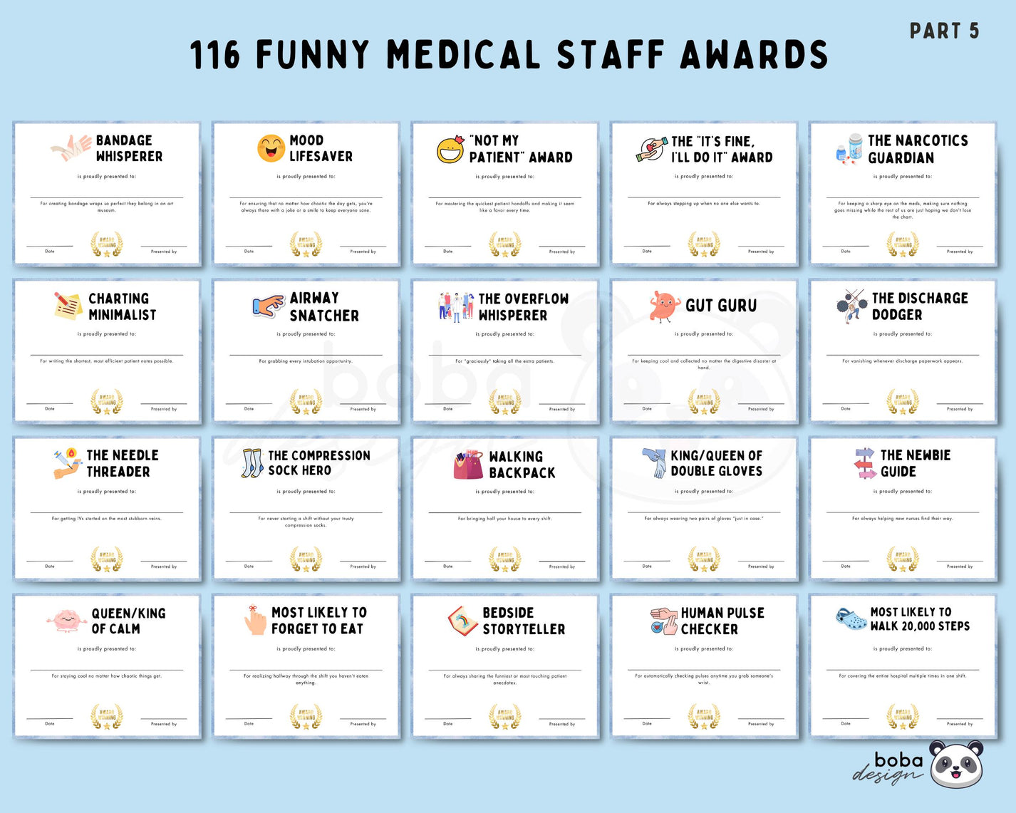 116 Printable Funny Medical Staff Awards - Appreciation Awards – DesignBoba